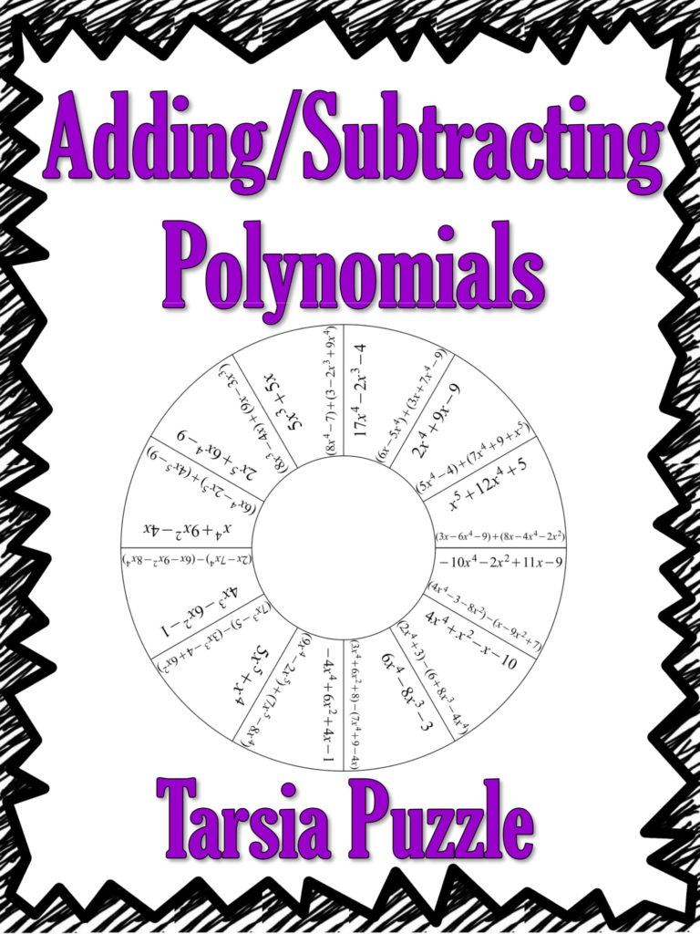 Adding Subtracting Polynomials Tarsia-1 | Funrithmetic