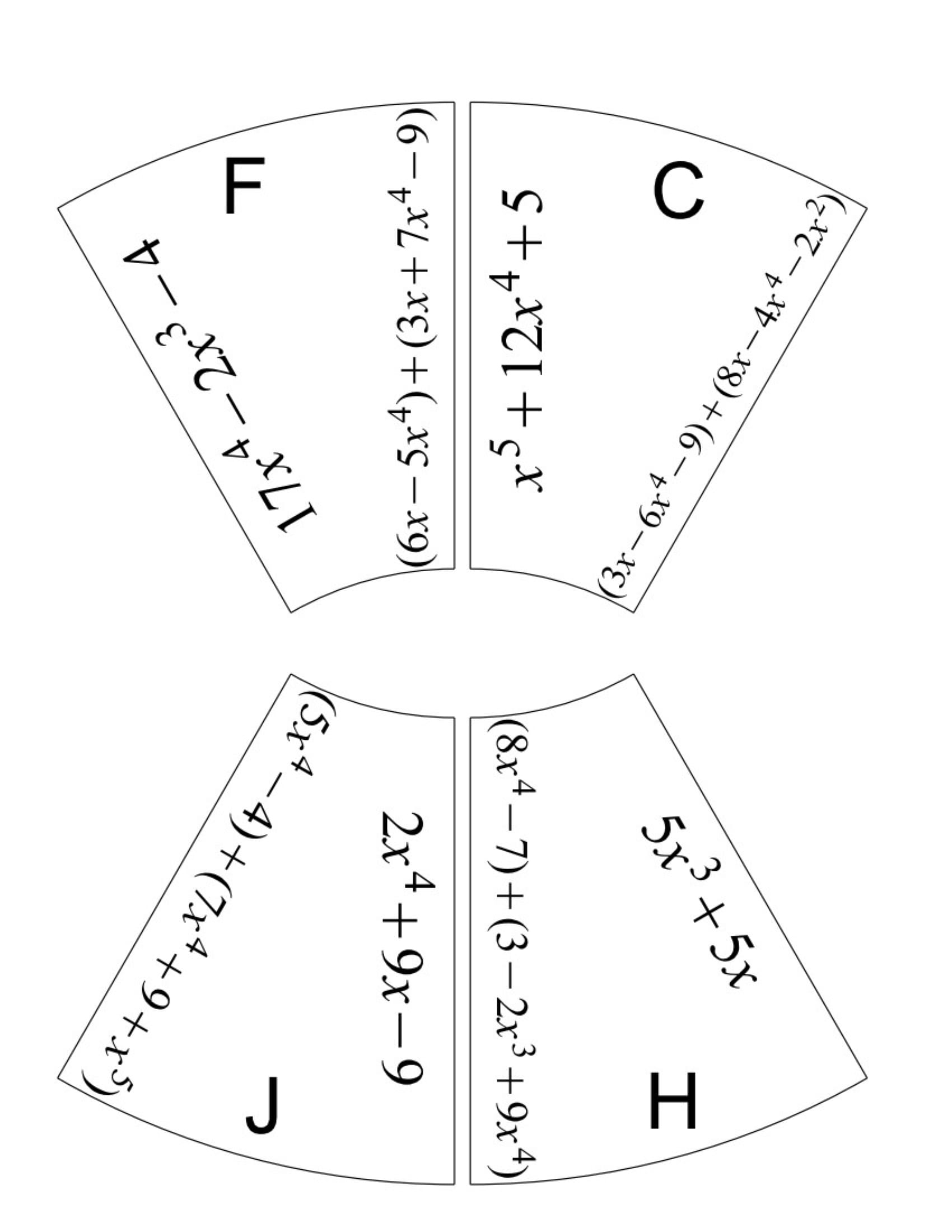 Adding Subtracting Polynomials Tarsia-3 | Funrithmetic