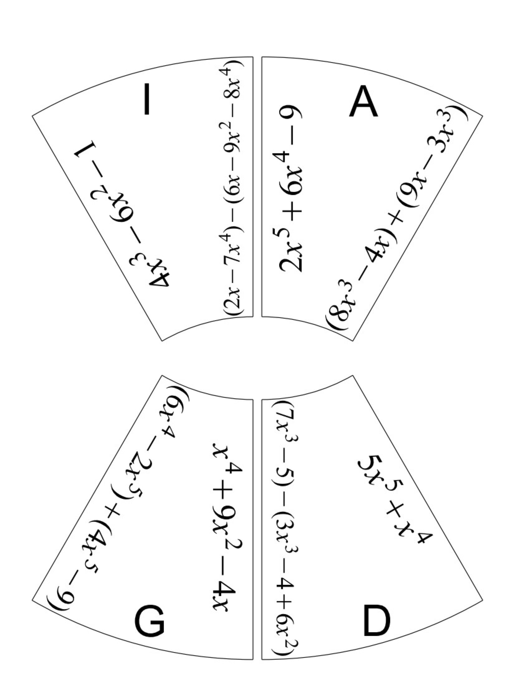 Adding Subtracting Polynomials Tarsia-4 | Funrithmetic