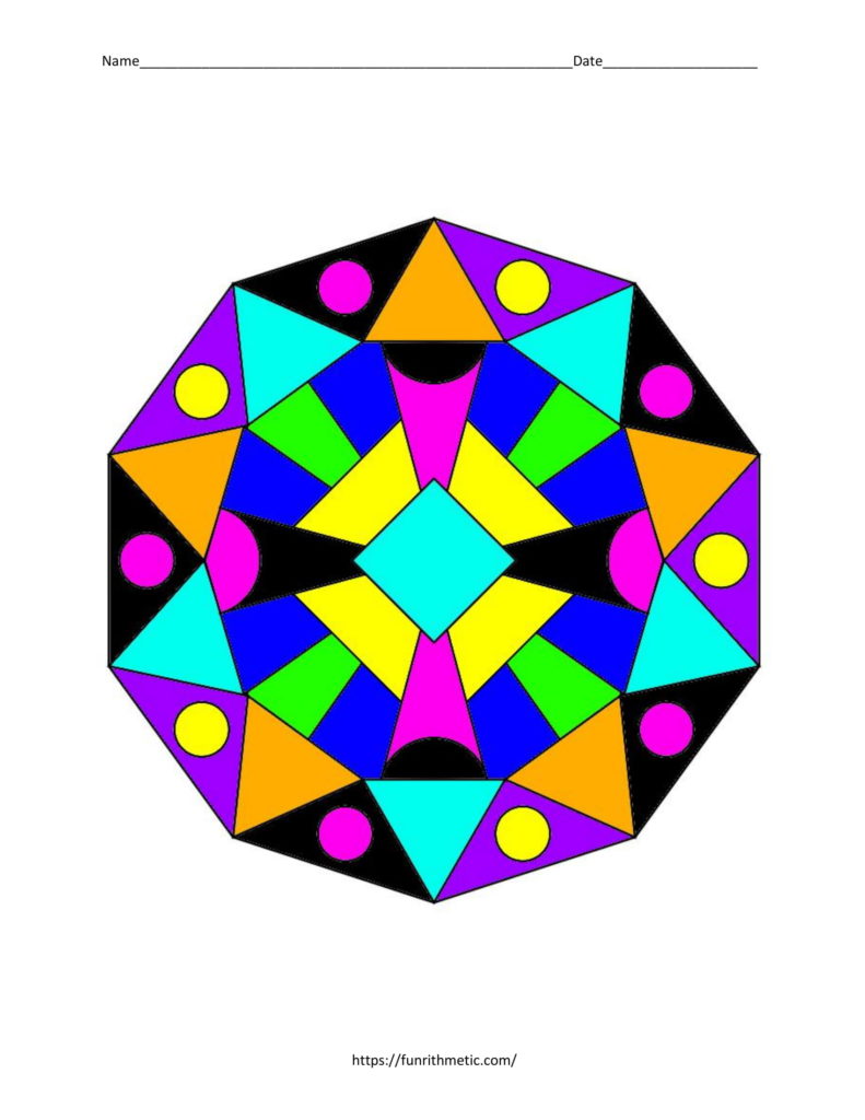 Area of triangles and quadrilaterals Color by Number-7 | Funrithmetic