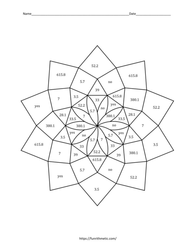Circumference and Area of Circles Color by Number | Funrithmetic