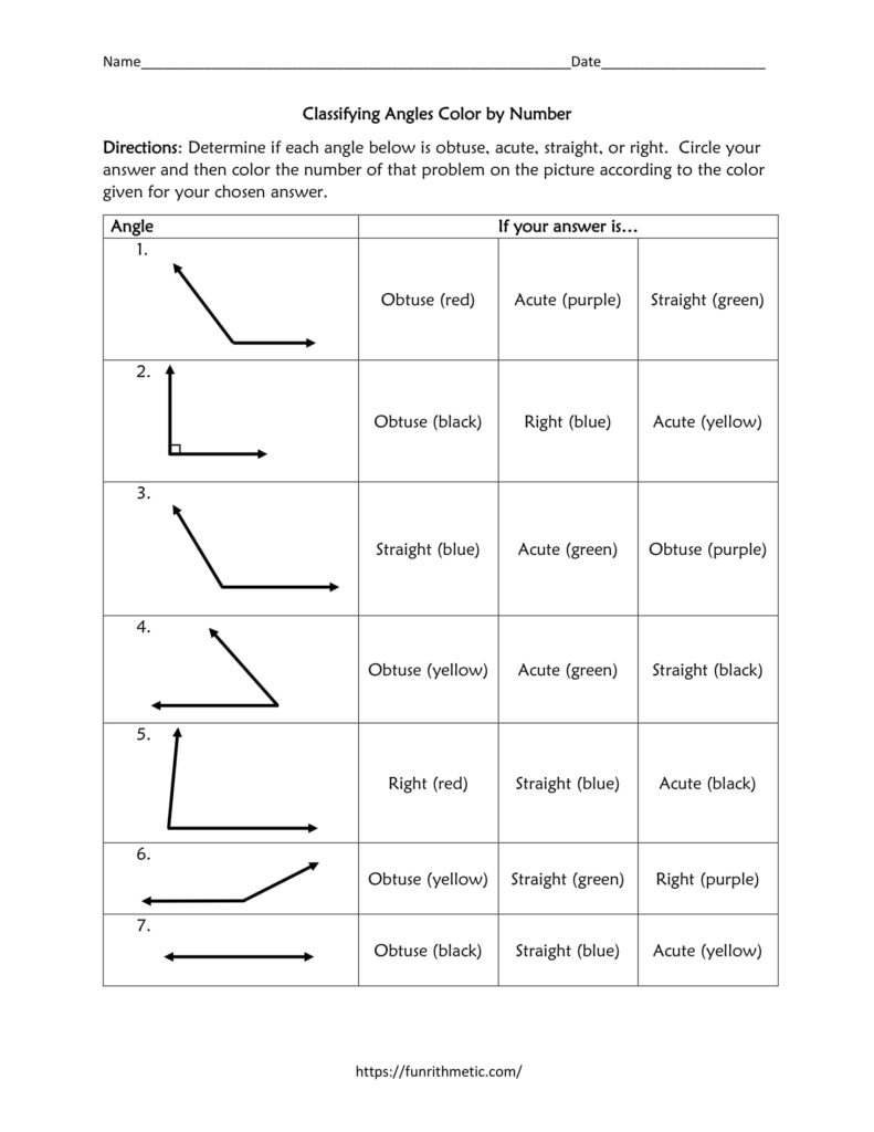Classifying Angles Color by Number Modified-2 | Funrithmetic