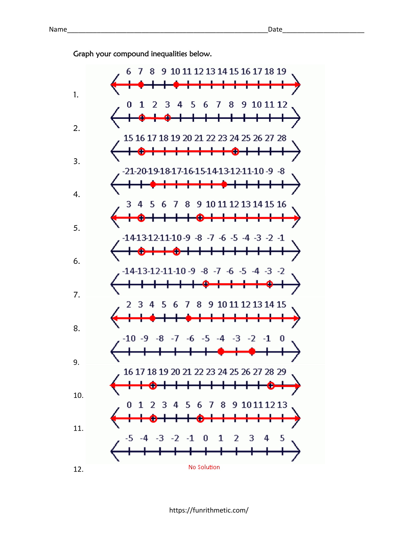 Compound Inequalities Color by Number-6 | Funrithmetic