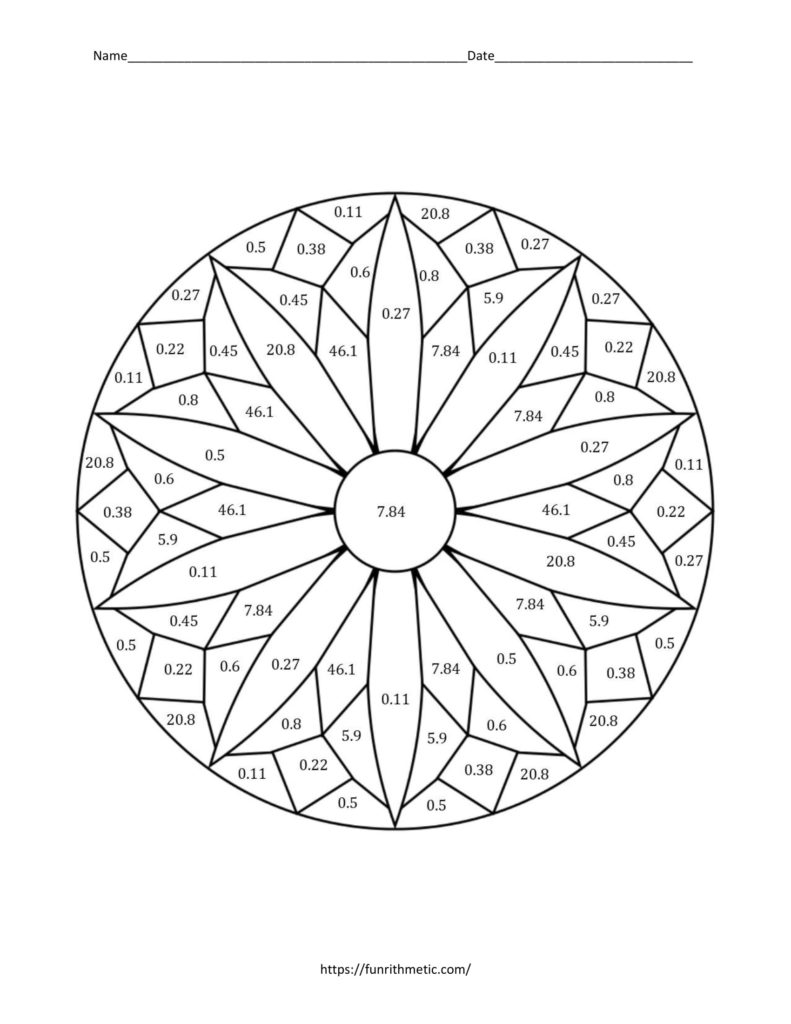 Dividing Decimals Color by Number | Funrithmetic