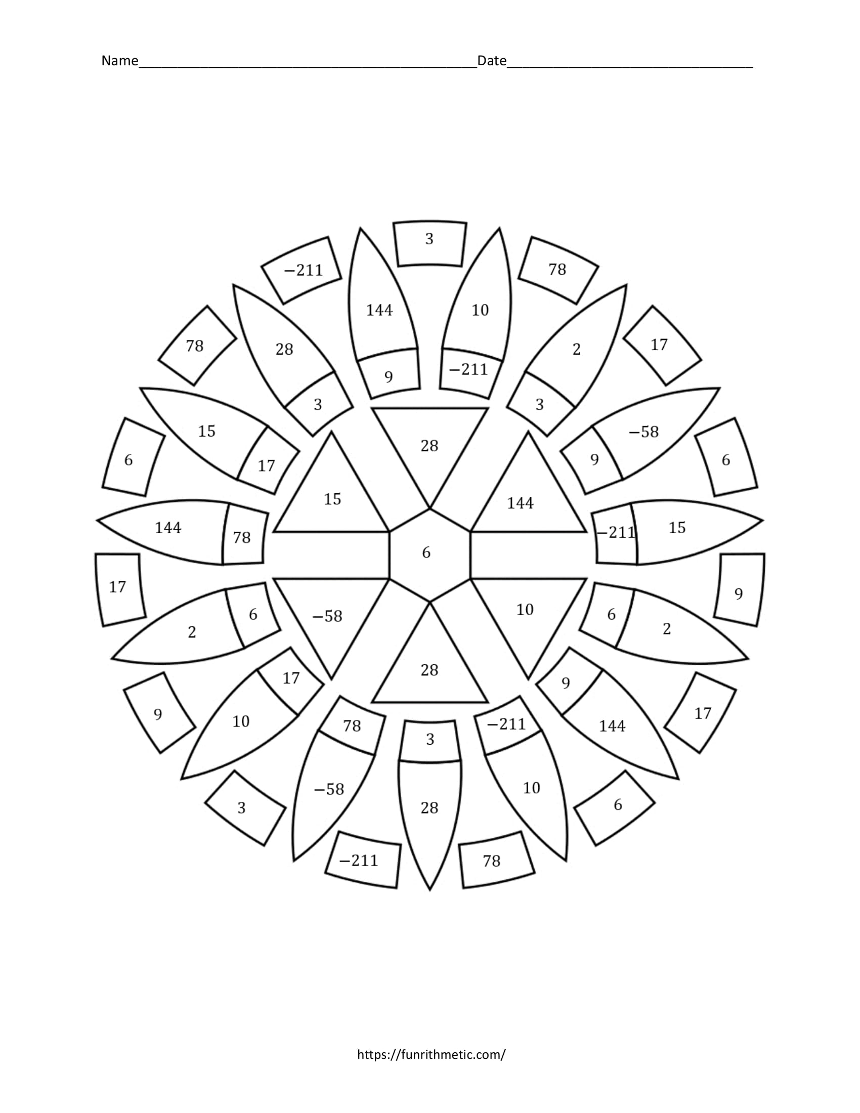 Evaluating Expressions Color by Number-3 | Funrithmetic