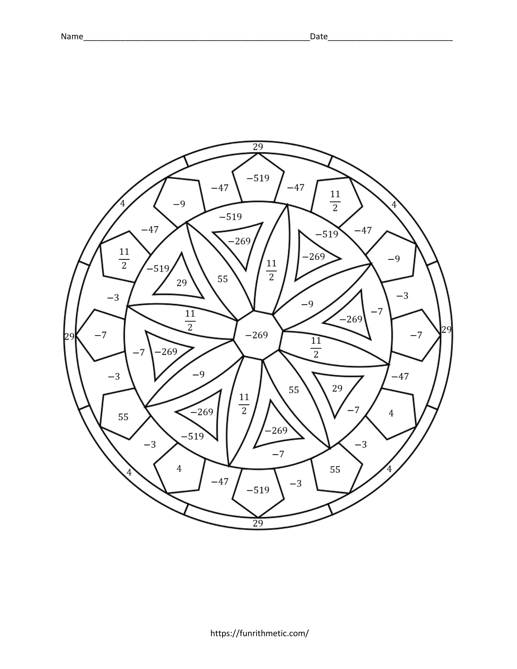 Function Operations Color by Number-3 | Funrithmetic