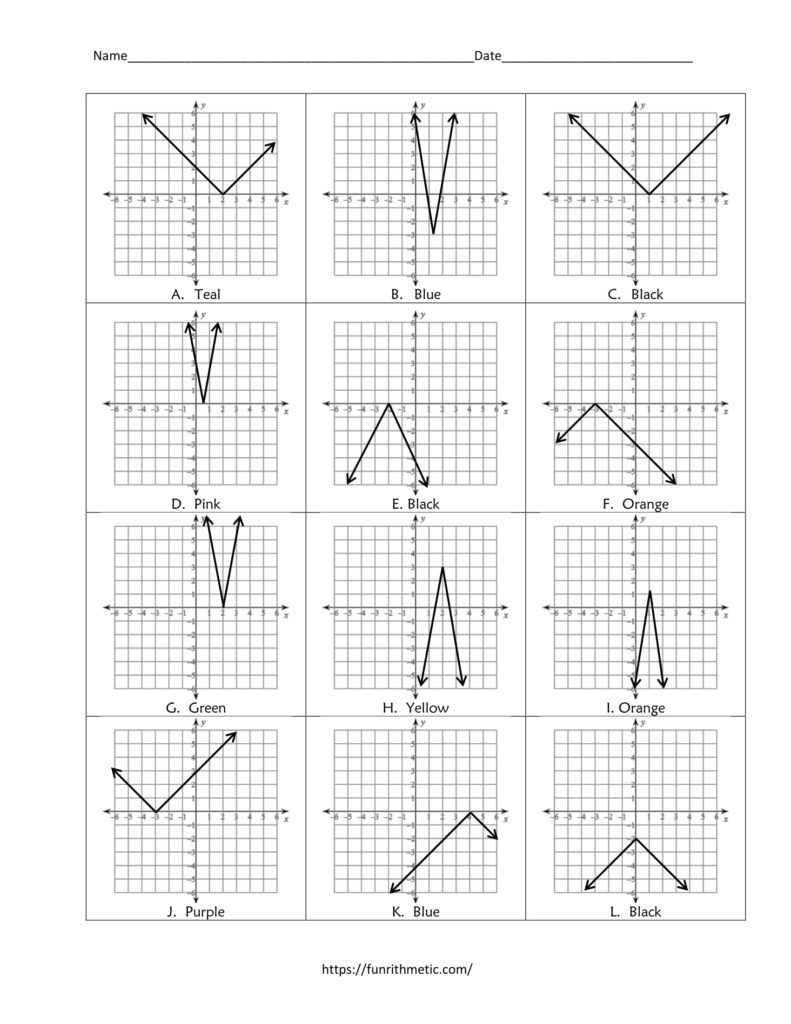 Graphing Absolute Value Equations Color by Number-3 | Funrithmetic