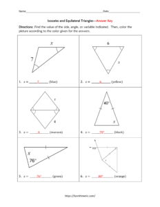 Isosceles and Equilateral Triangles Color by Number-5 | Funrithmetic