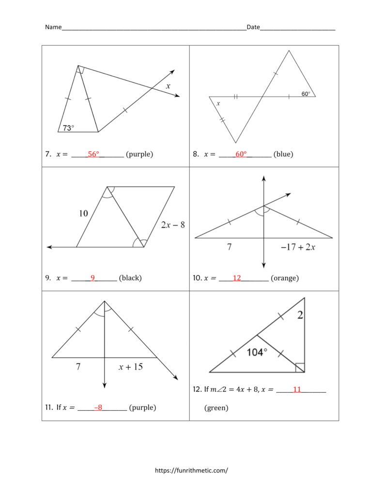 Isosceles and Equilateral Triangles Color by Number-6 | Funrithmetic