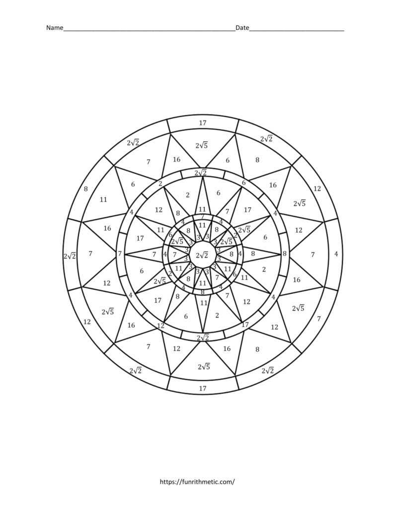 Properties of Circles Color by Number | Funrithmetic