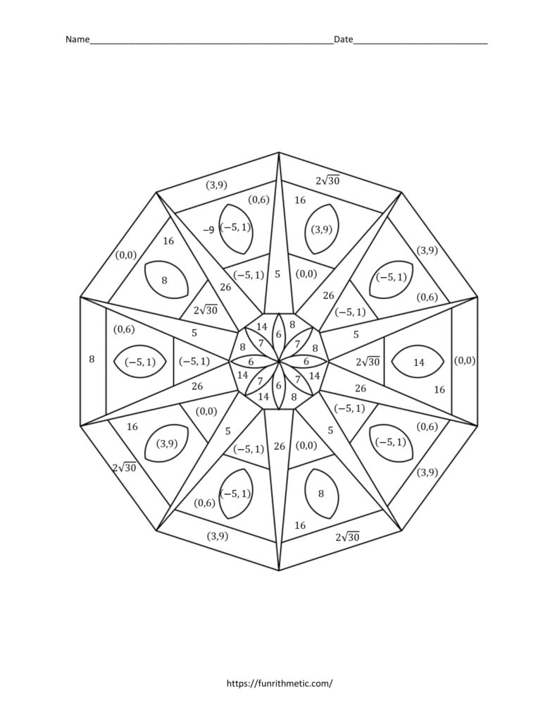 Properties of Ellipses Color by Number | Funrithmetic