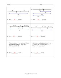 Segment Addition Postulate Color by Number-6 | Funrithmetic