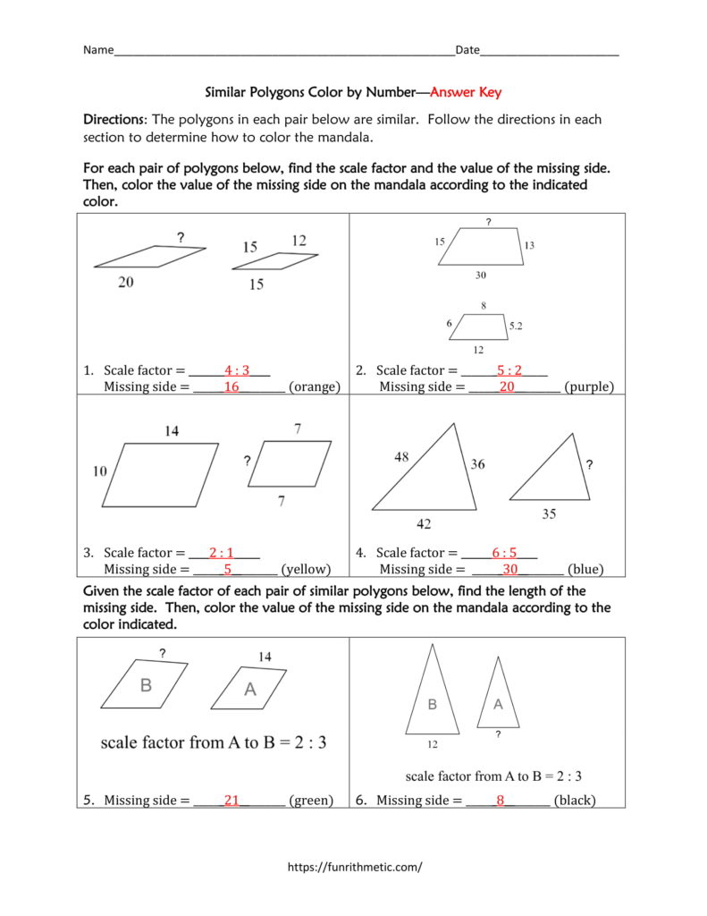 Similar Polygons Color by Number-5 | Funrithmetic
