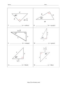 Special Right Triangles Color by Number | Funrithmetic