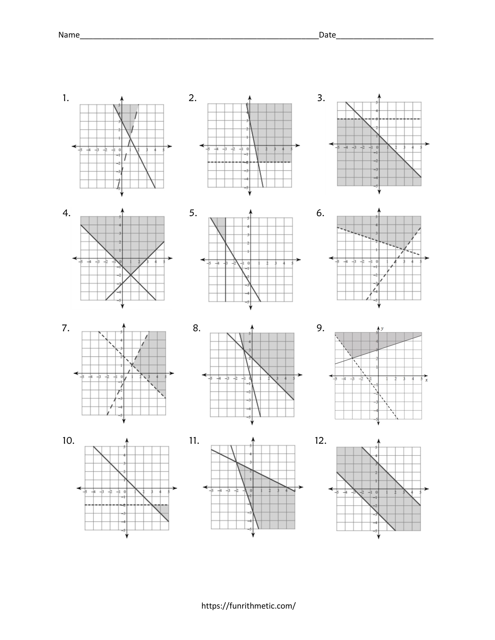 Systems of Inequalities Color by Number-6 | Funrithmetic