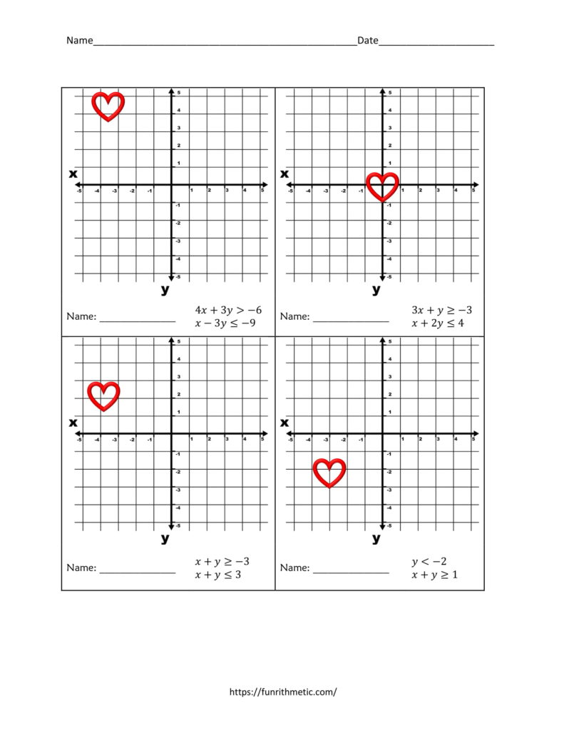 Systems of Linear Inequalities Valentine’s Day Activity-3 | Funrithmetic