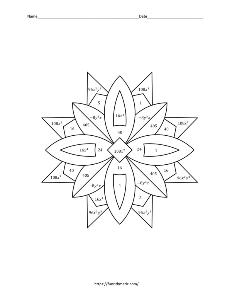 The Binomial Theorem Color by Number | Funrithmetic