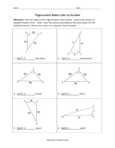 Trigonometric Ratios Color by Number | Funrithmetic