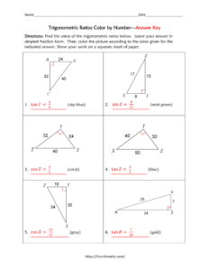 Trig Ratios Color by Number-5 | Funrithmetic