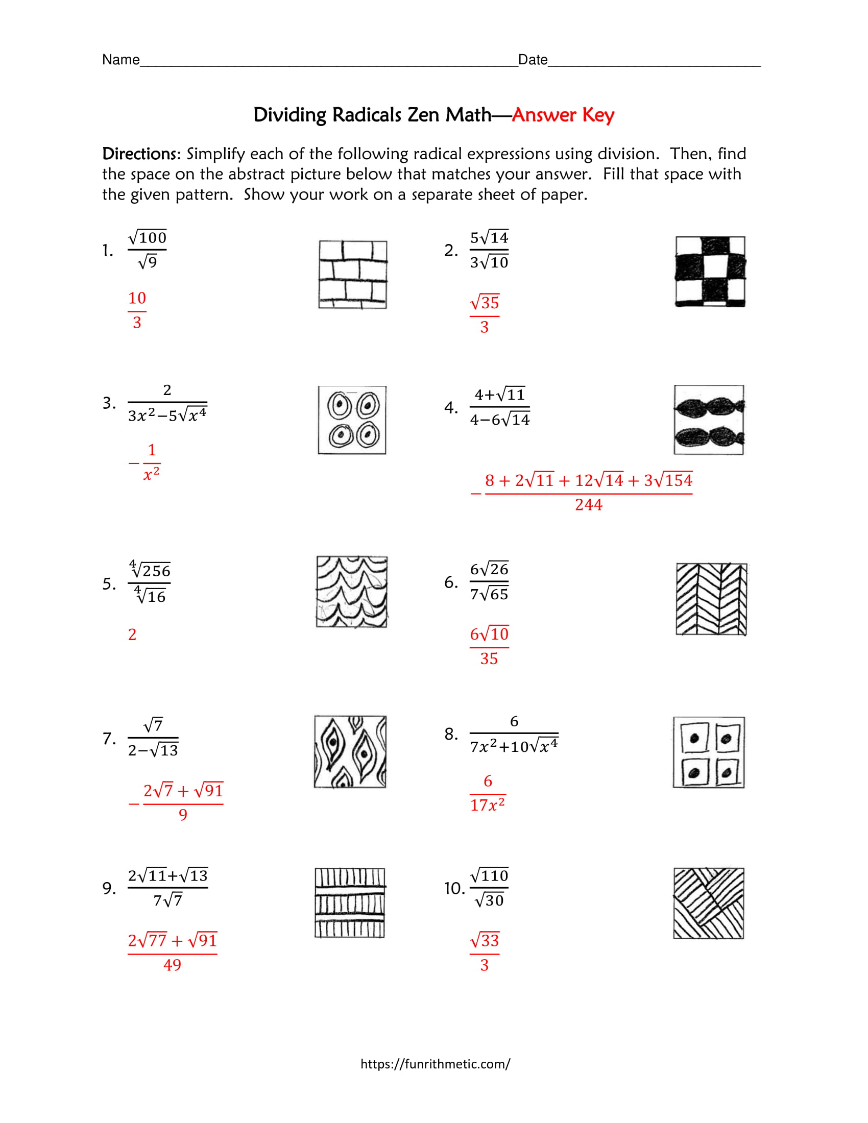 dividing radicals zen math-4 | Funrithmetic