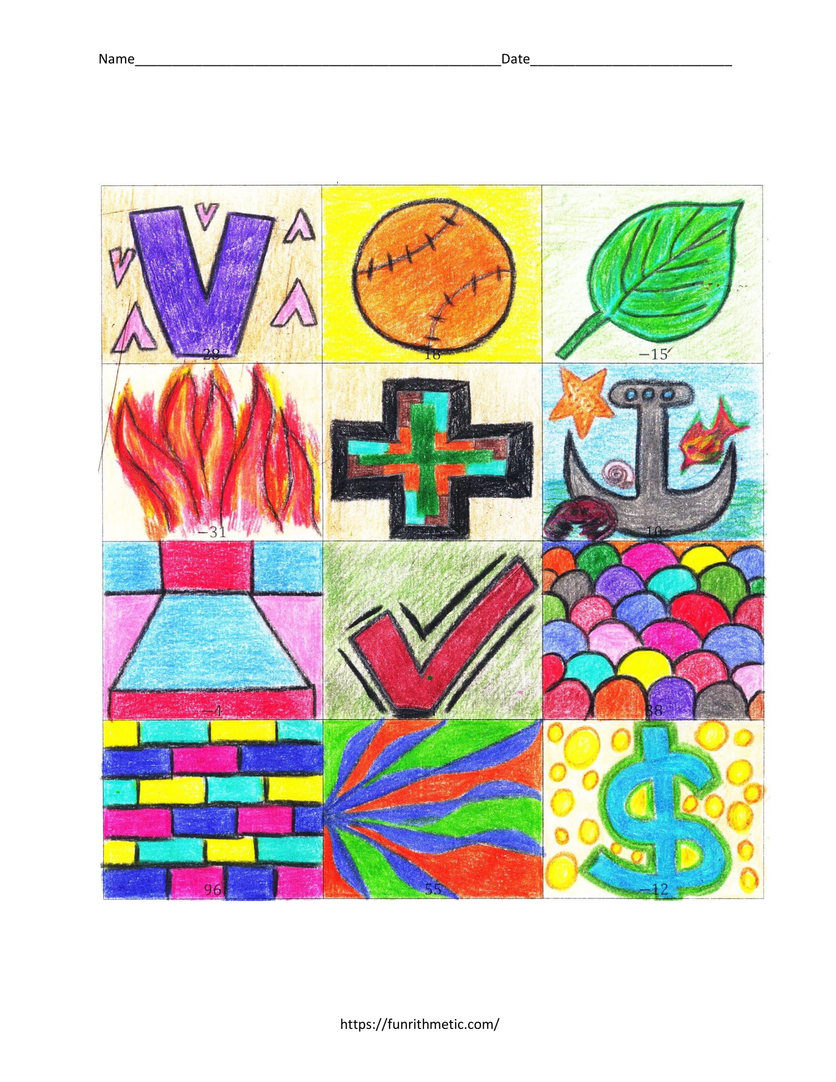 evaluating functions create and color-5 | Funrithmetic evaluating functions create and color-5 | Funrithmetic