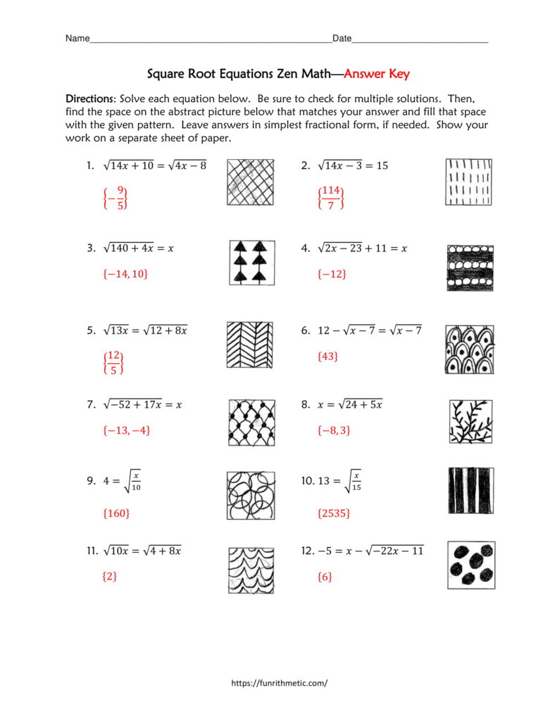 square root equations zen math-4 | Funrithmetic