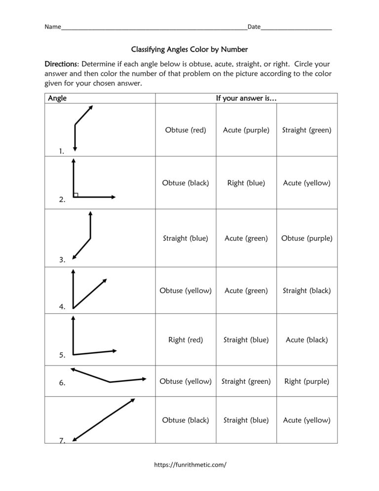 Classifying Angles Color by Number | Funrithmetic