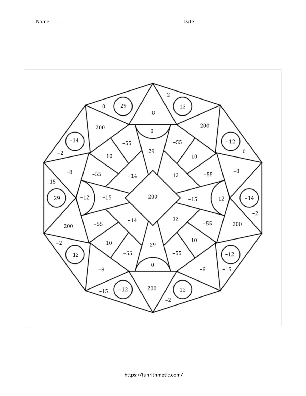 Determinants of Matrices Color by Number | Funrithmetic