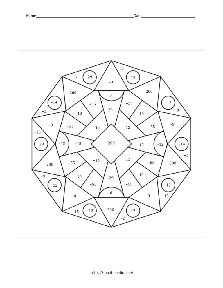 Determinants of Matrices Color by Number | Funrithmetic