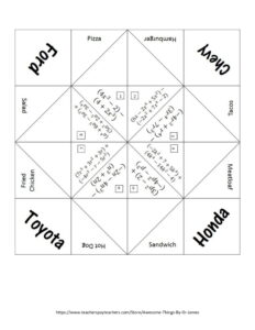 Adding and Subtracting Polynomials Fortune Teller Activity | Funrithmetic