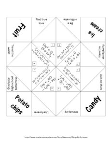 Adding and Subtracting Polynomials Fortune Teller Activity | Funrithmetic