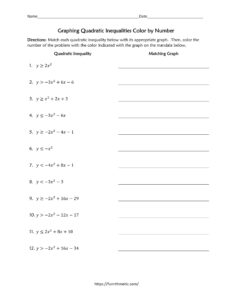 Graphing Quadratic Inequalities Color by Number | Funrithmetic