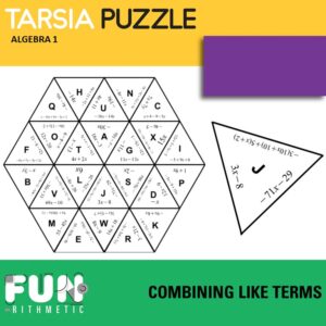 Combining Like Terms Tarsia Puzzle | Funrithmetic