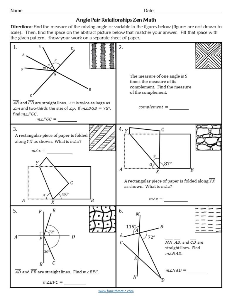 Angle Pair Relationships Zen Math | Funrithmetic