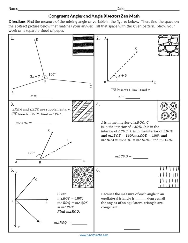 Congruent Angles and Angle Bisectors Zen Math | Funrithmetic