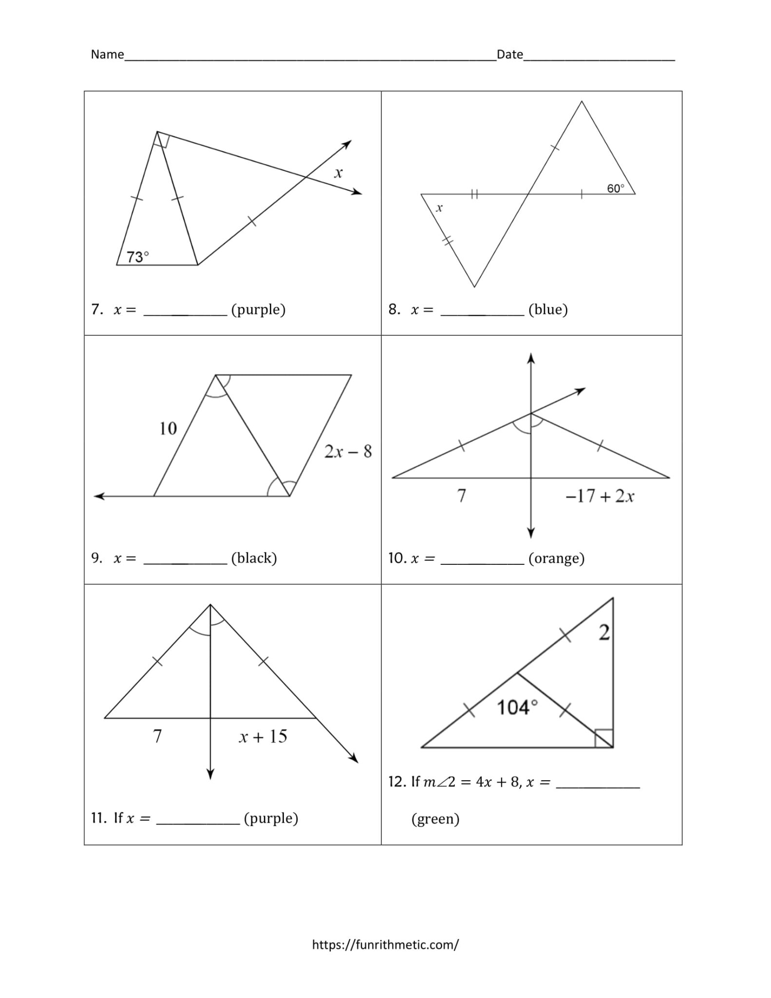 Isosceles and Equilateral Triangles Color by Number | Funrithmetic