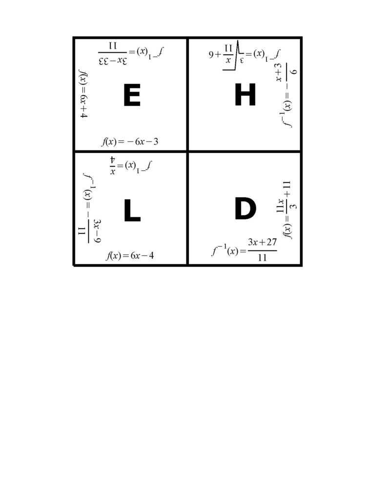 Inverses of Functions Tarsia Puzzle | Funrithmetic