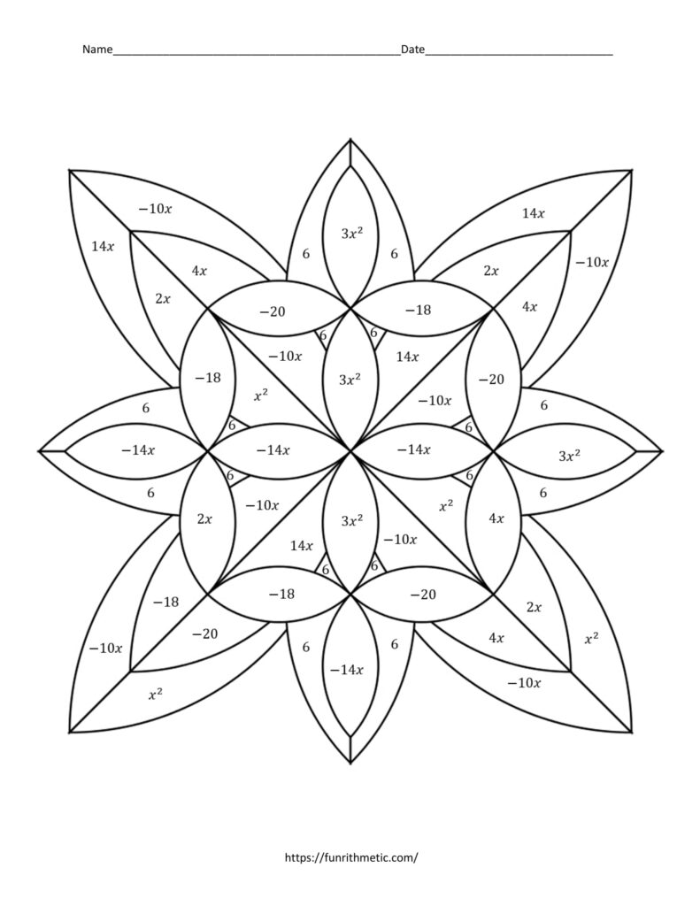 Multiplying Binomials Color by Number | Funrithmetic