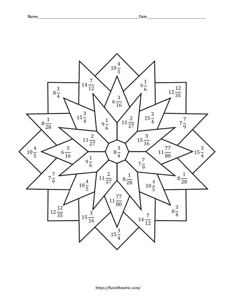 Multiplying Mixed Numbers Color by Number | Funrithmetic