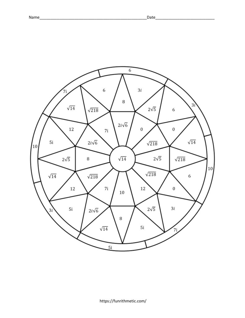Quadratic Equations With Square Roots Color by Number | Funrithmetic