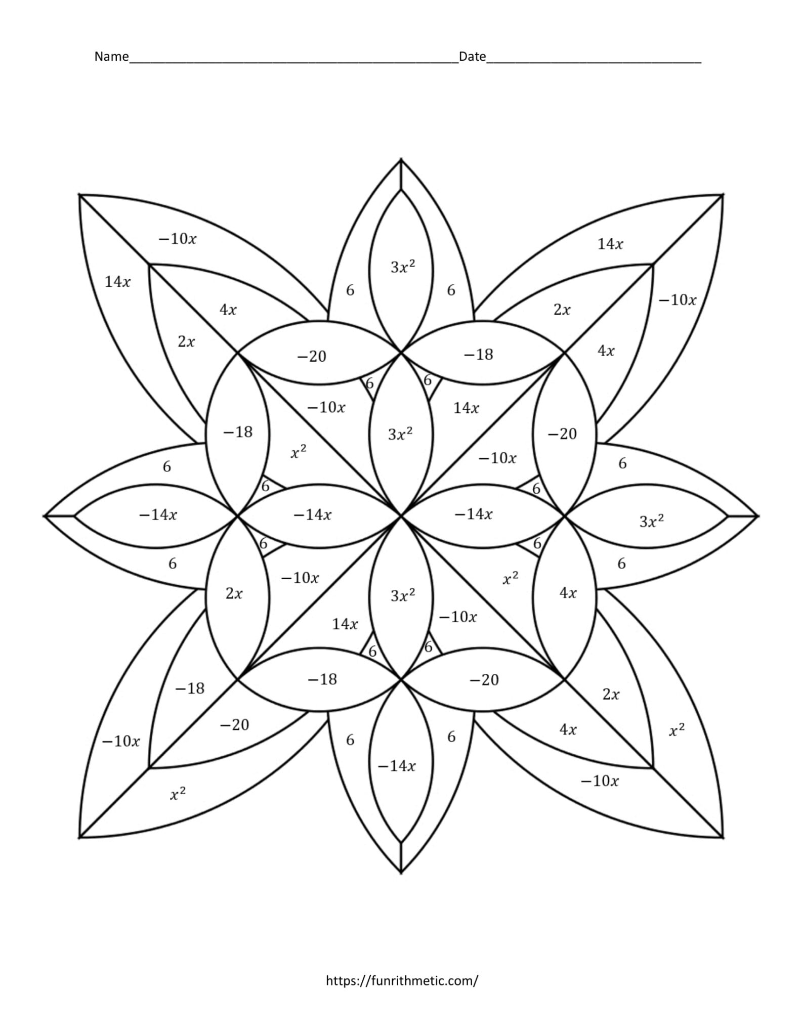 Multiplying Binomials Color by Number-3 | Funrithmetic
