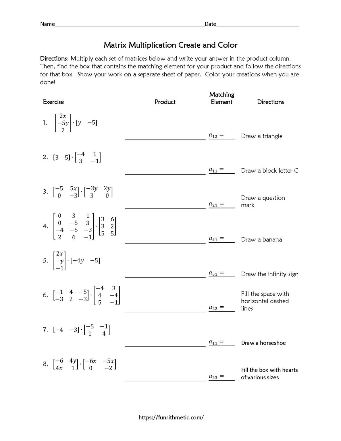 Matrix Multiplication Create and Color | Funrithmetic