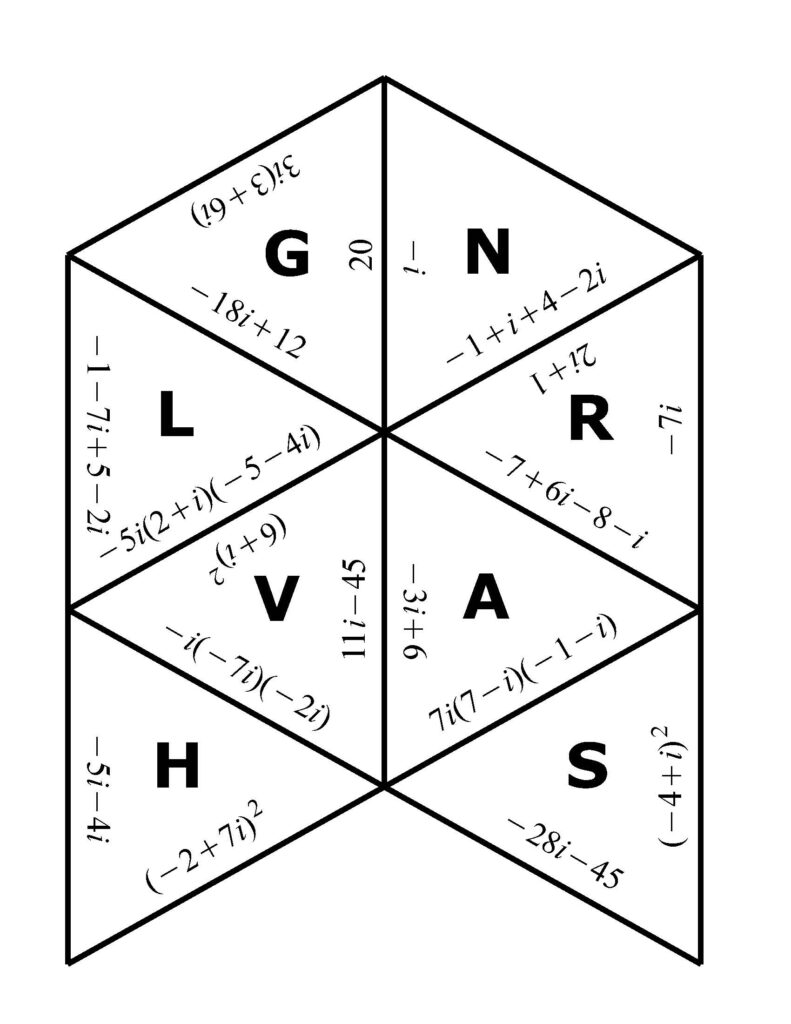 Operations with Complex Numbers Tarsia Puzzle | Funrithmetic